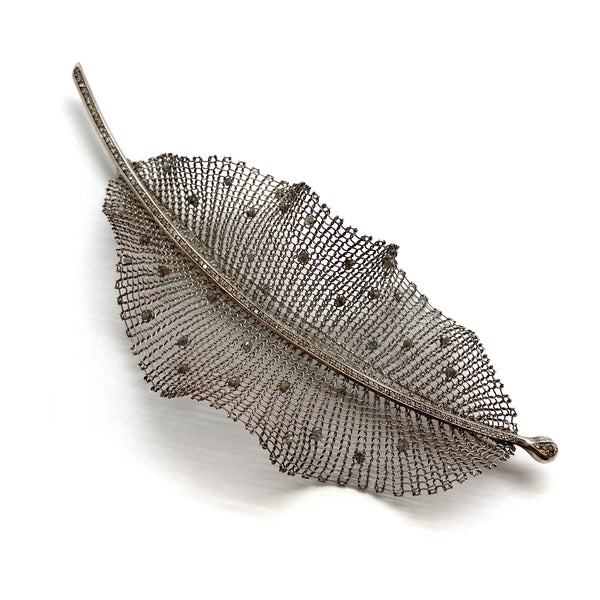 Grey Diamond Leaf Brooch Pins Sowon Joo Pistachios
