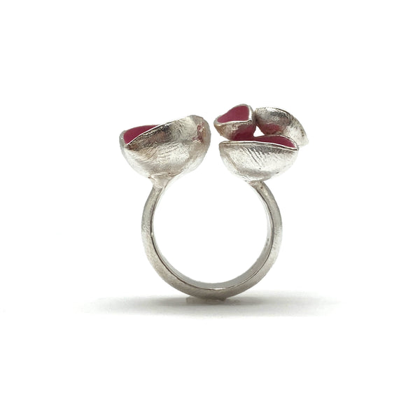 Pink and Silver Open Faced Ring Rings Sabine Müller Pistachios