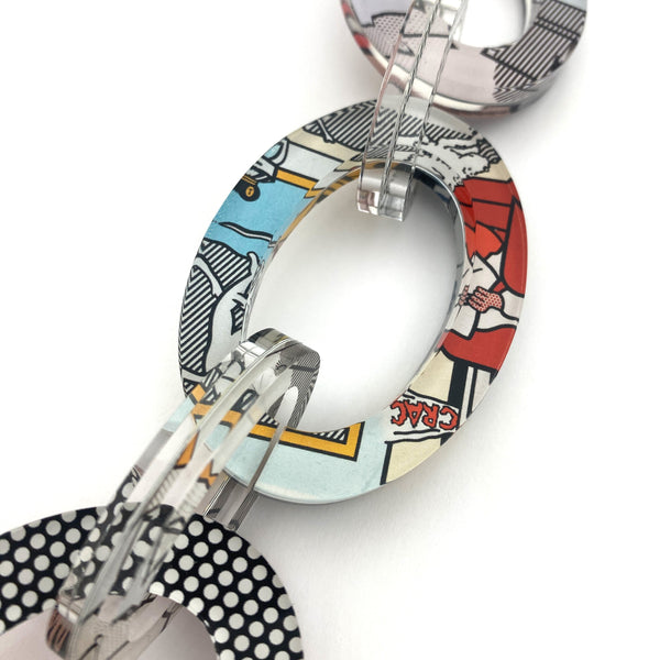 Reversible Pop Art Graduated Oval Chain Link Necklace Necklaces