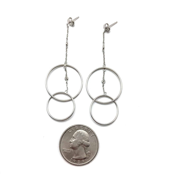 Silver Hoop Chain Drops Earrings Manuela Carl Pistachios